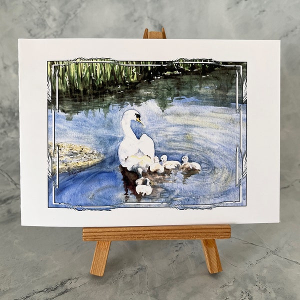 Swan Greeting Card - Etsy