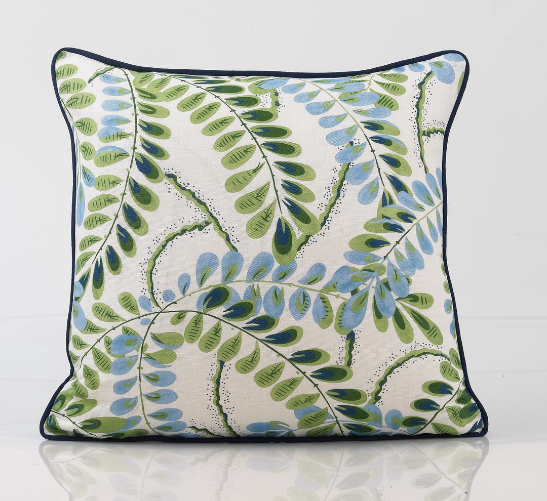 Thibaut Augusta Pillow Cover in Blue and Green, Green Accent Pillow ...