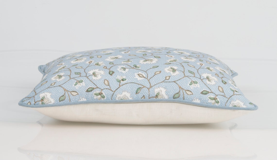 Thibaut Chelsea Floral Pillow Cover, French Blue and Green - Etsy