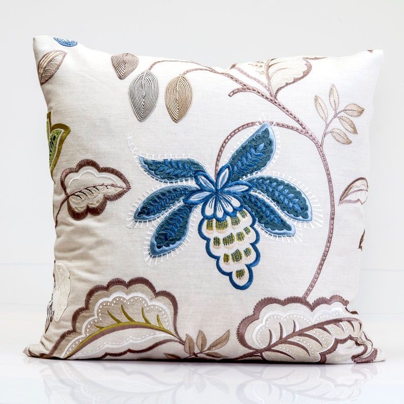 Designer Pillow Cover Embroidered Pillow Floral Pillow - Etsy
