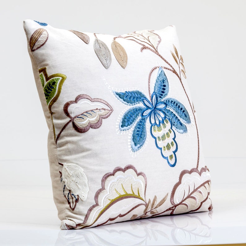 Designer Pillow Cover Embroidered Pillow Floral Pillow - Etsy