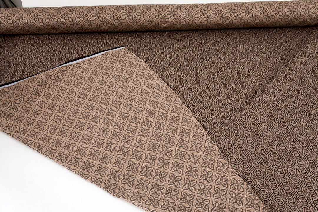Brown Upholstery Fabric, Small Scale Pattern, Craft Fabric, Curtain and ...