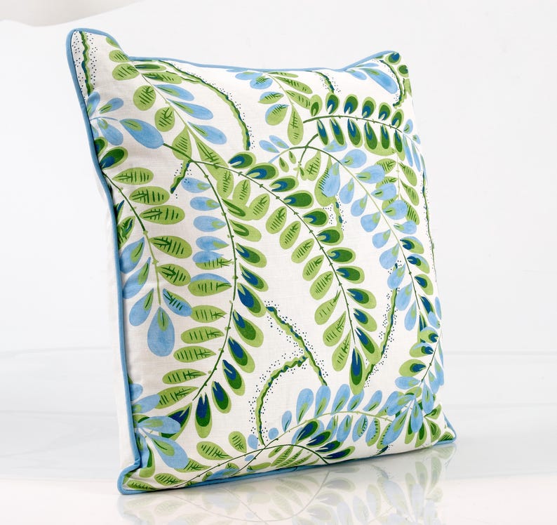 Thibaut Augusta Pillow Cover in Blue and Green, Green Accent Pillow ...