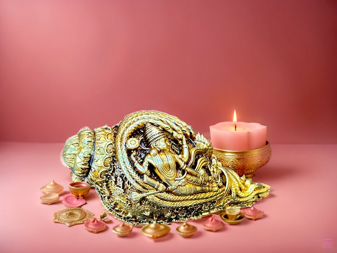 Brass Vishnu Lakshmi Shankh, Brass Home Decor, Brass Vishnu God Statue ...