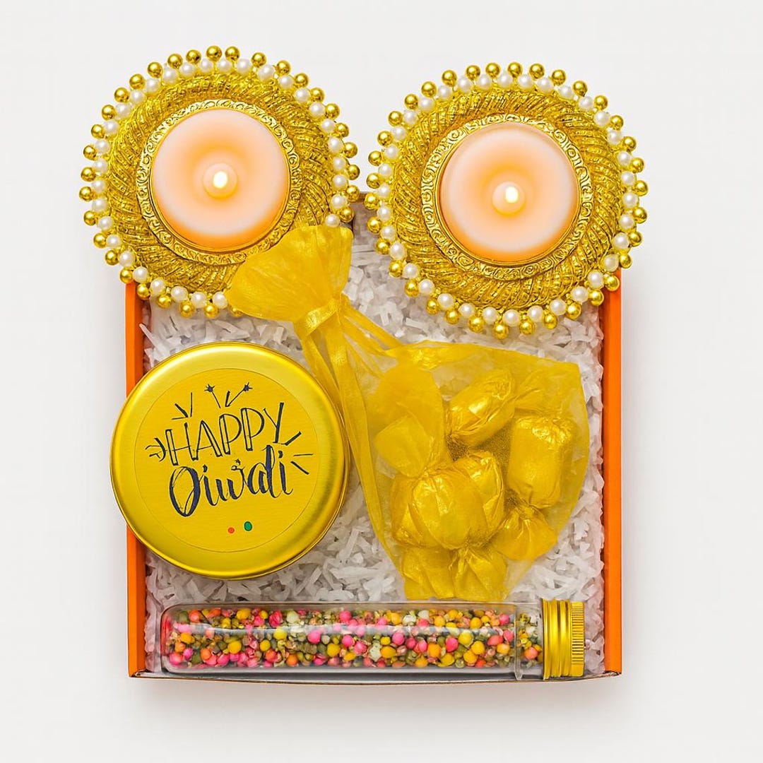 Diwali Gifts, Gift Box, Bulk Hampers, Tea Light Diya, Chocolate Coins ...