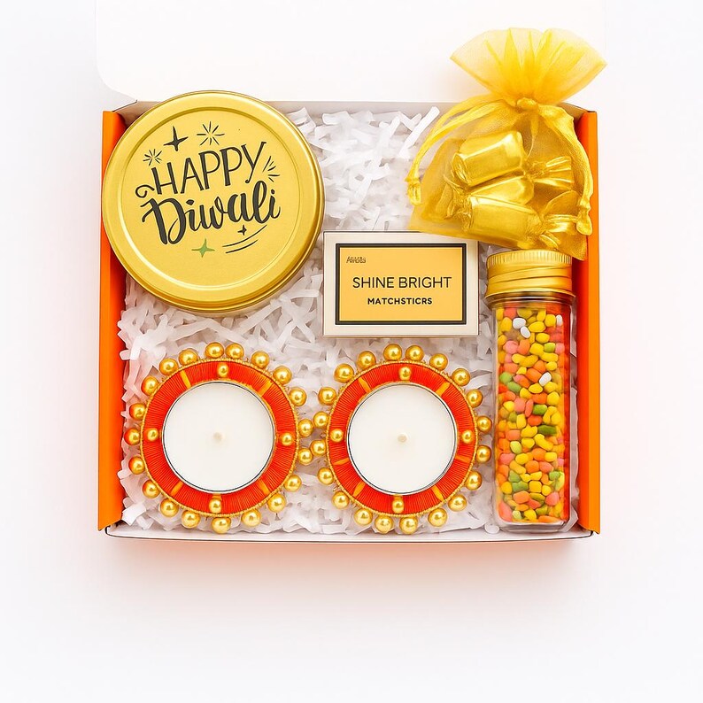 Diwali Gifts, Gift Box, Bulk Hampers, Tea Light Diya, Chocolate Coins ...