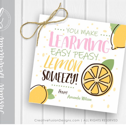 Lemon Gift Tag lemon Squeezy Editable Gift - Etsy