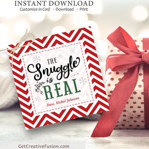 The Snuggle is Real Christmas Gift Tag Printable, Employee Holiday Gift ...