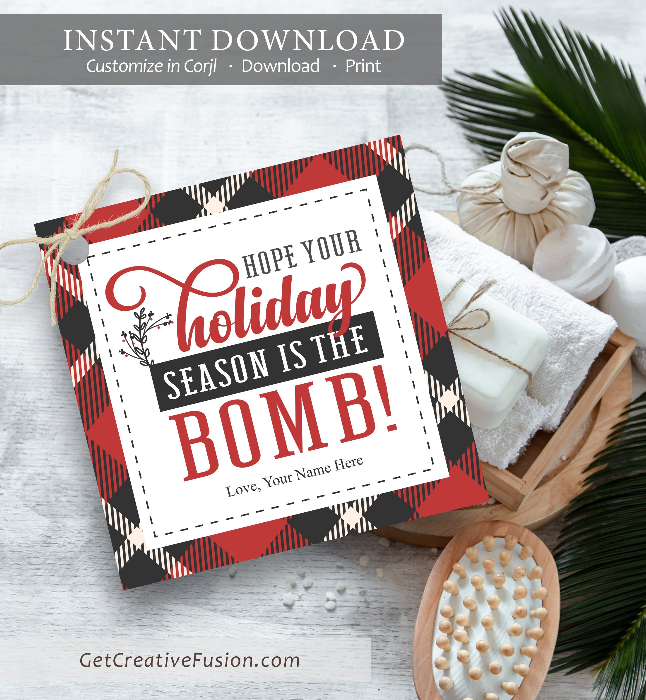 Bath Bomb Gift Tag Printable Christmas Bath Bomb Gift Tag - Etsy