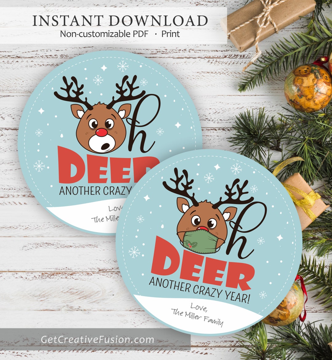 Reindeer Christmas Gift Tag, Printable DIY Tag (digital Download) - Etsy