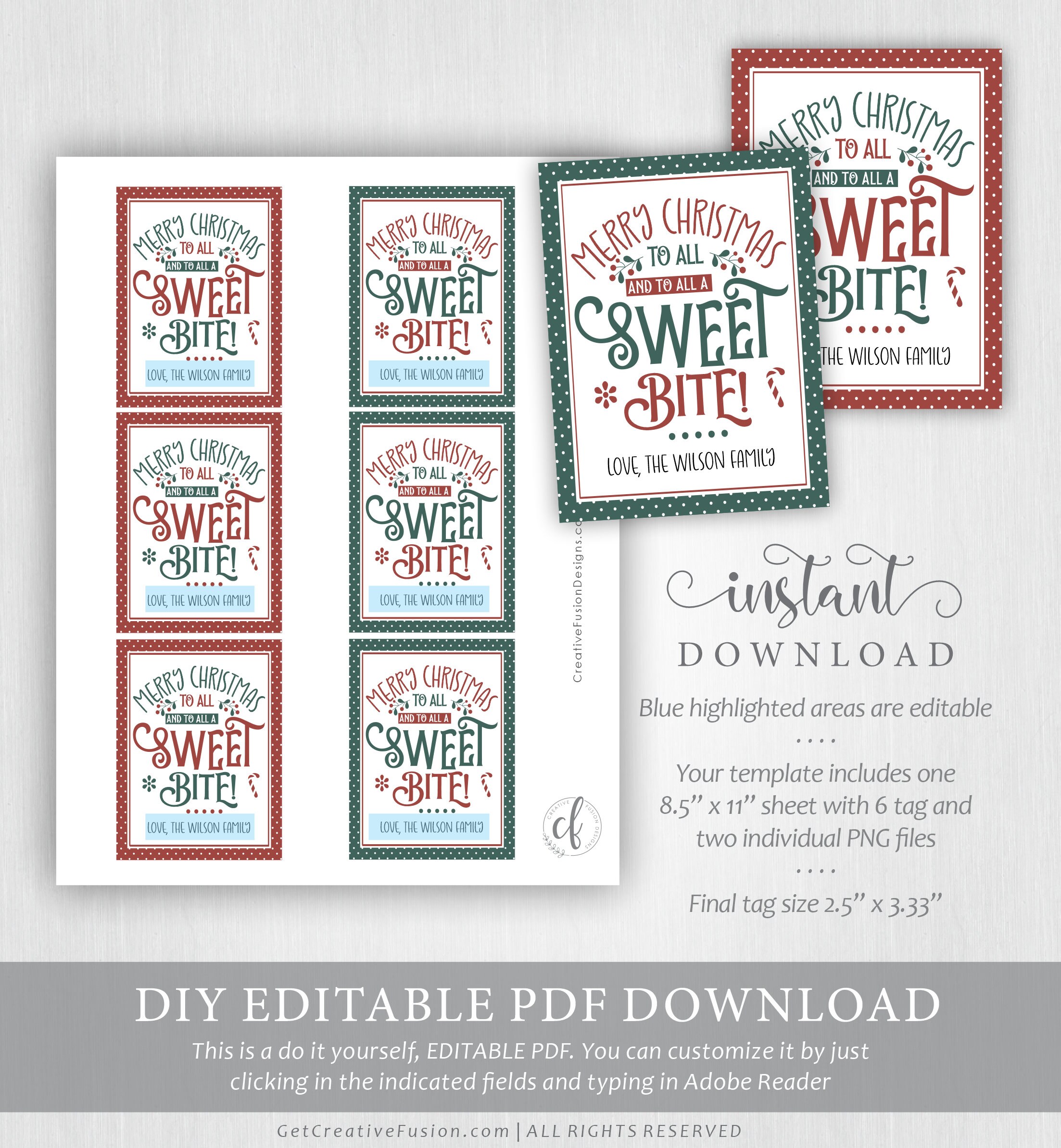 Christmas Treats Tag: Printable 'sweet Bite' Design (digital Download ...