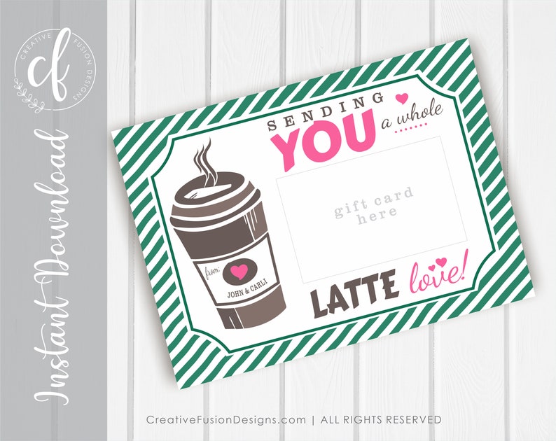 Coffee Shop Gift Card Holder Love You a Latte Teacher - Etsy