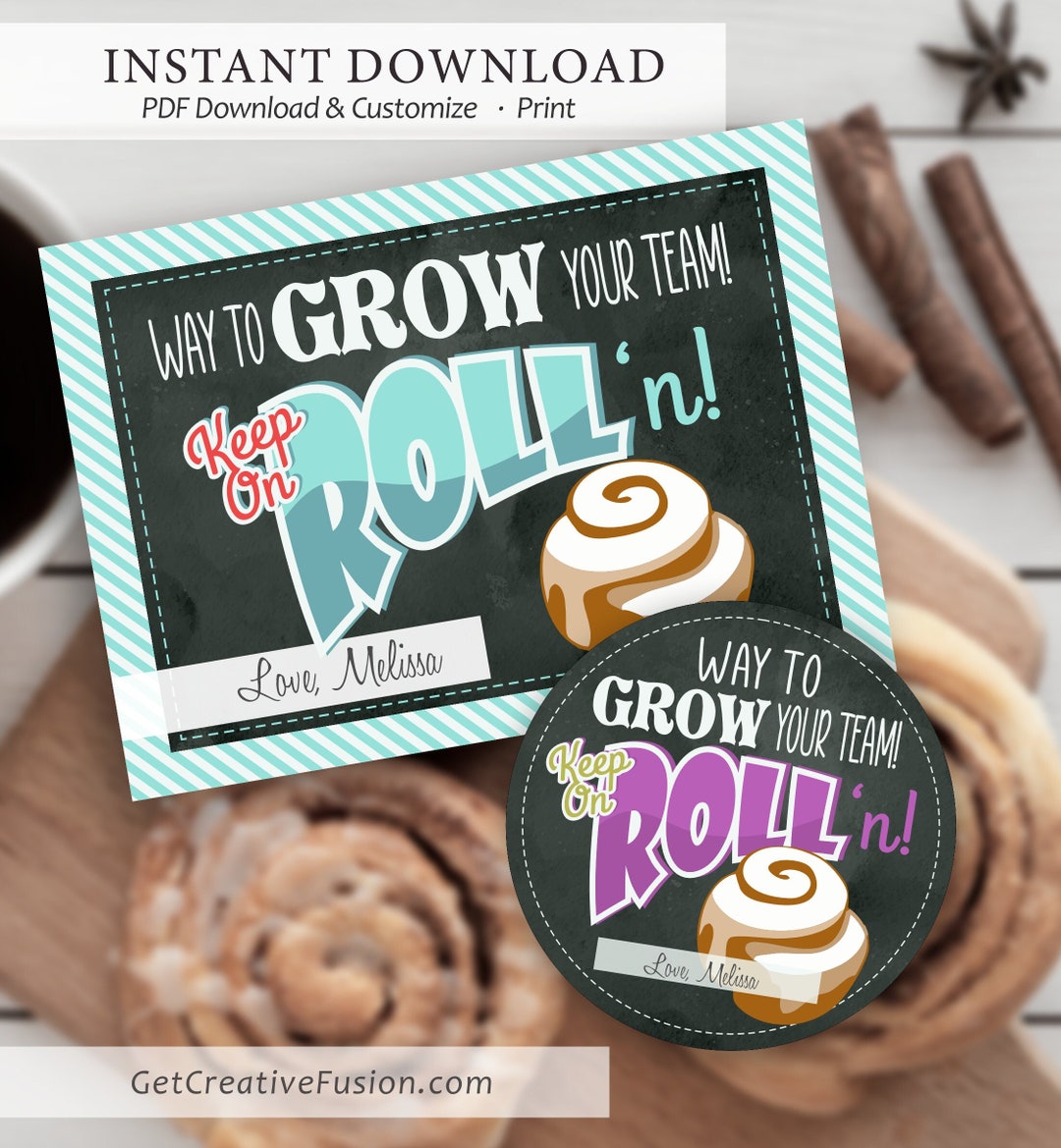 Grow Your Team Printable Card, MLM Downline Gift Tag, Cinnamon Roll ...