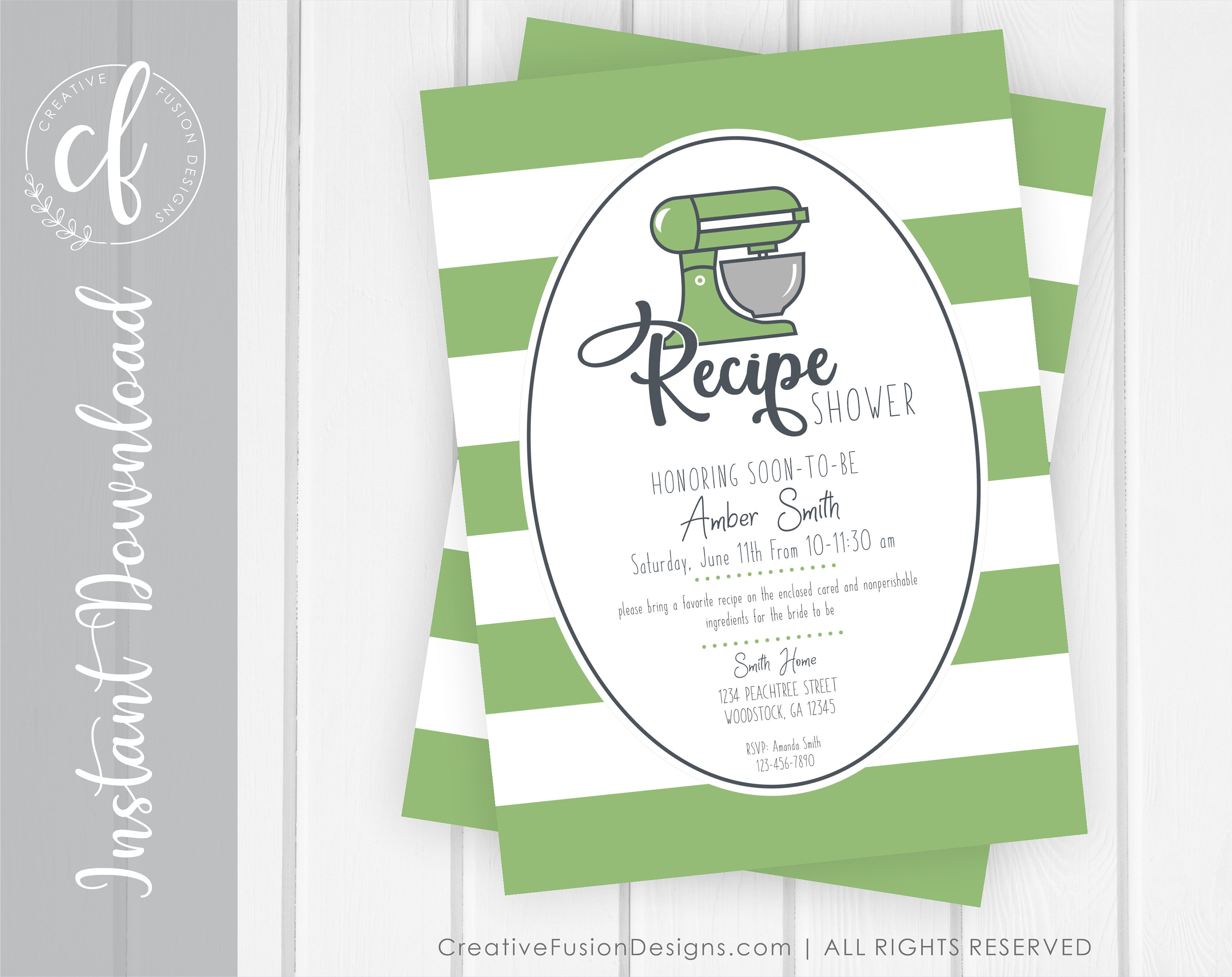 Recipe Bridal Shower Invitation colorful Kitchen - Etsy