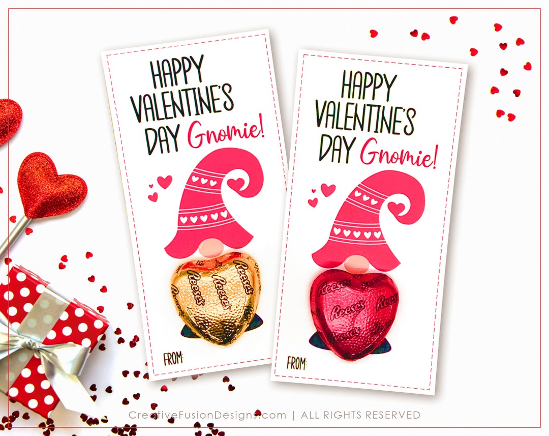 Gnome Valentine's Day Card Printable, Class Valentine for School ...