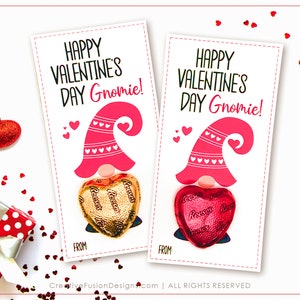 Gnome Valentine's Day Card Printable, Class Valentine for School ...