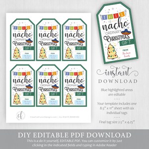 Nacho Average Christmas Gift Tag, Customizable Holiday Printable ...