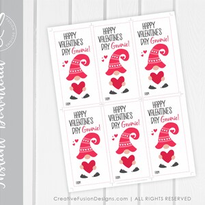 Gnome Valentine's Day Card Printable, Class Valentine for School ...