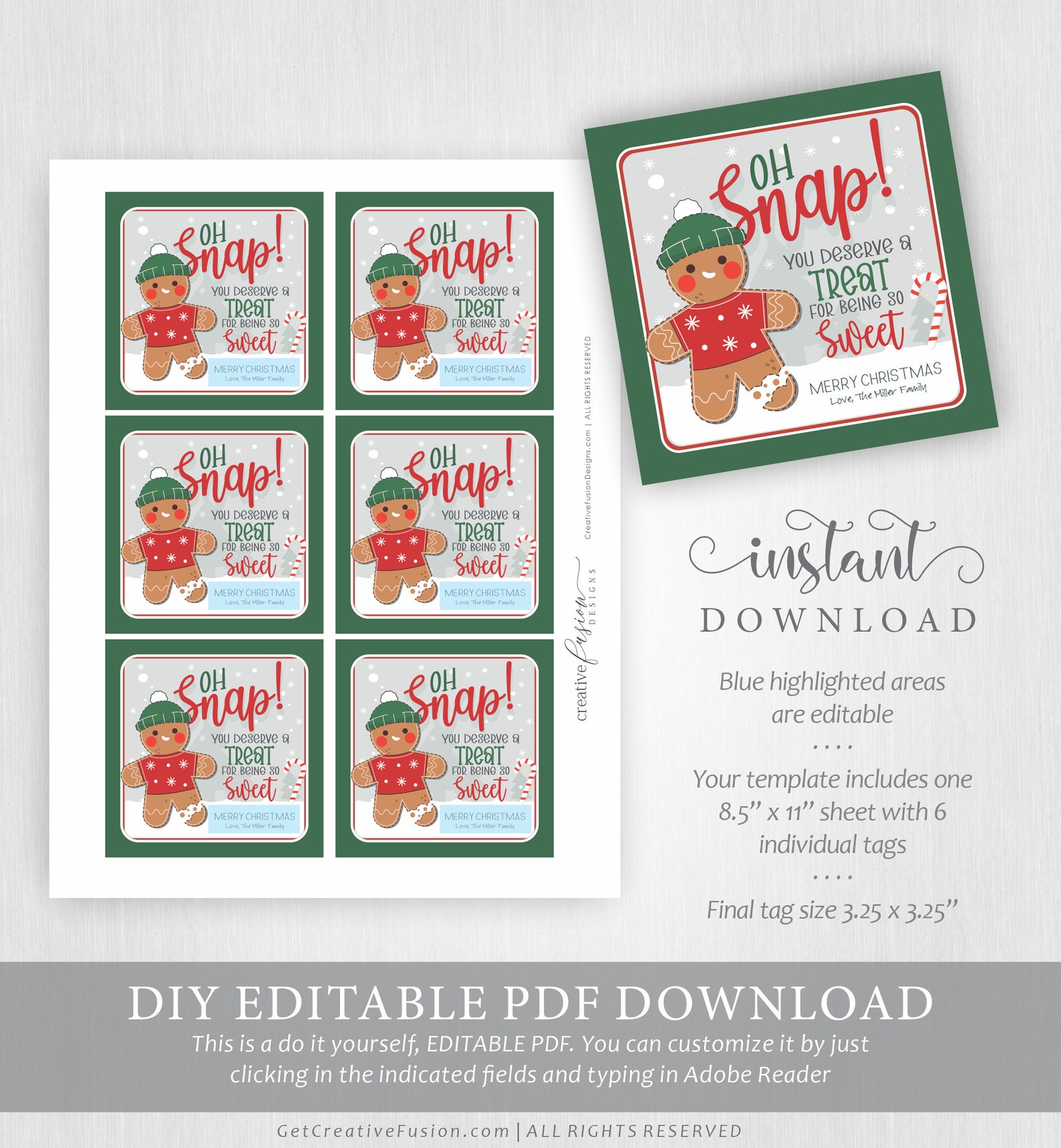 Gingersnap Cookie Gift Tag Gingerbread Christmas Gift Oh | Etsy