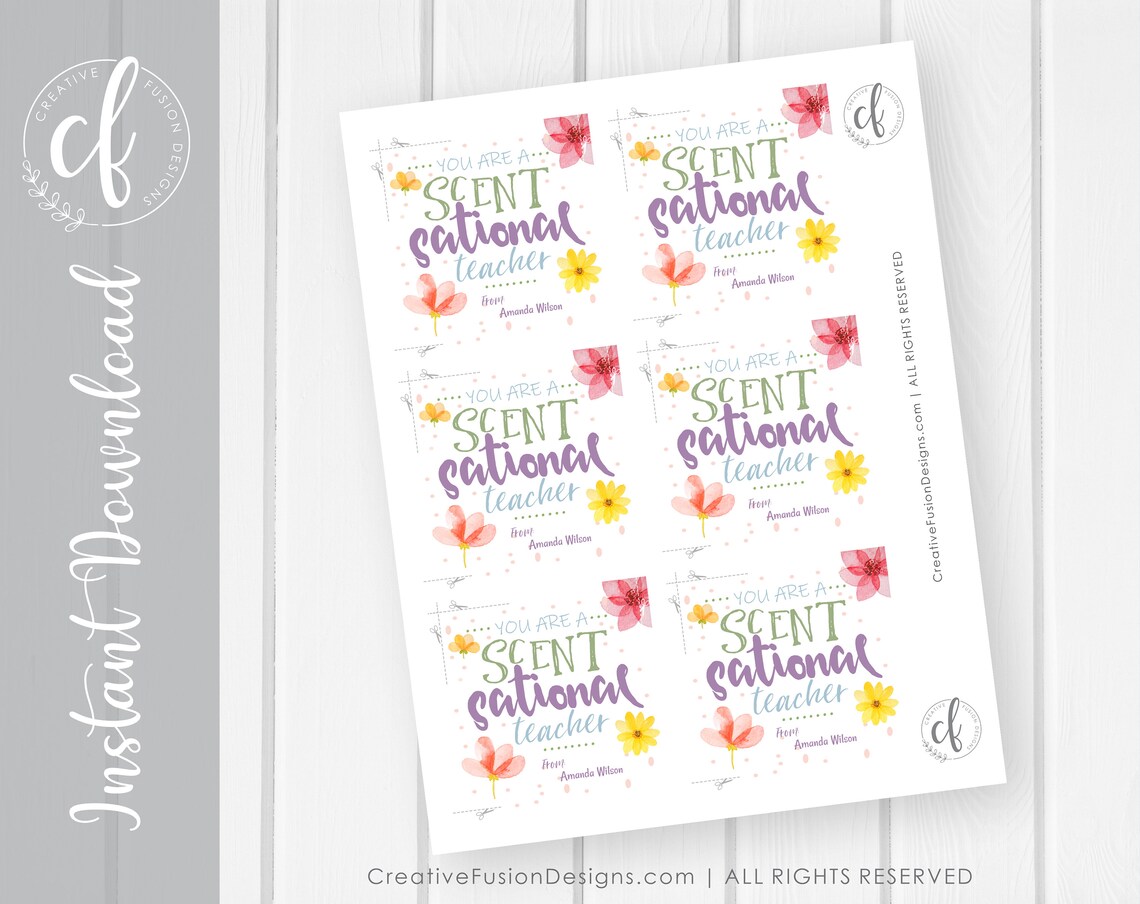 Teacher Appreciation Gift Fragrance Gift Tag scent - Etsy