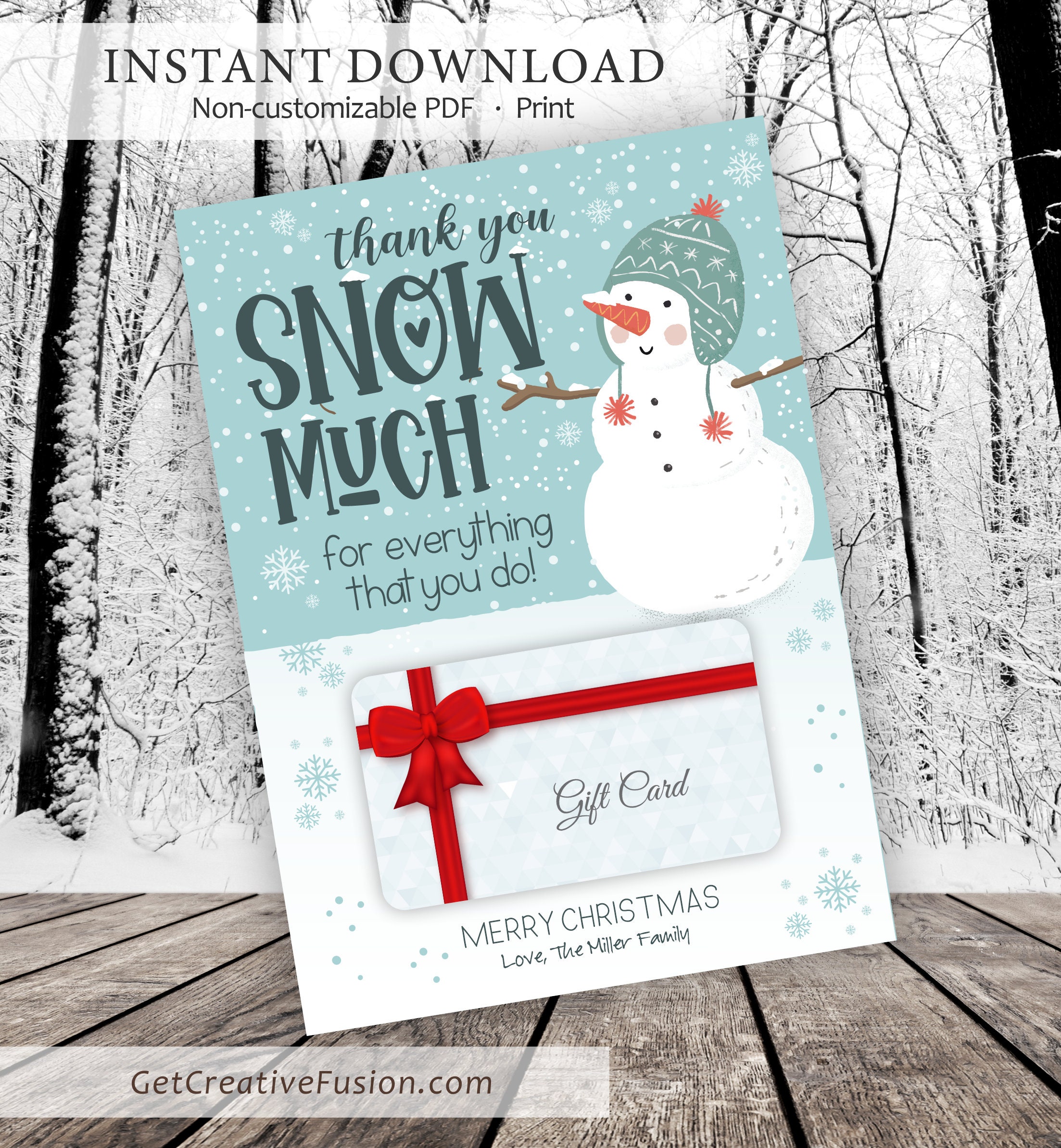 Thank You Gift Card Holder Winter Thank You Gift Card - Etsy