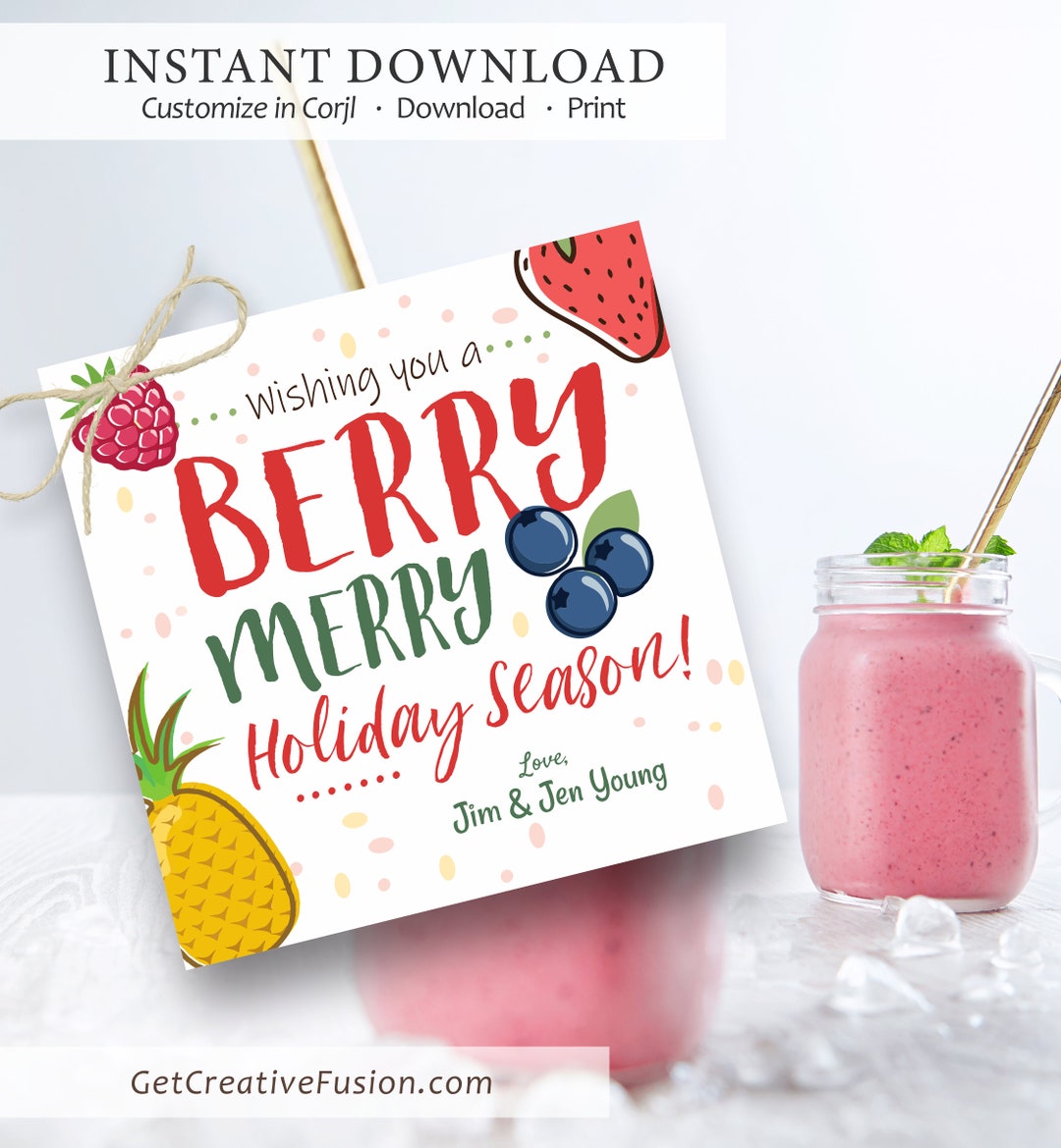 Smoothie Gift Tag, Gift Tag for Fruit, Printable Smoothie Tag, Berry ...