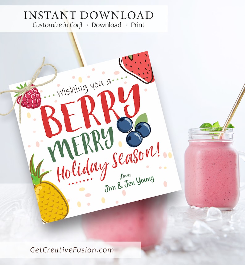Smoothie Gift Tag Gift Tag for Fruit Printable Smoothie Tag | Etsy