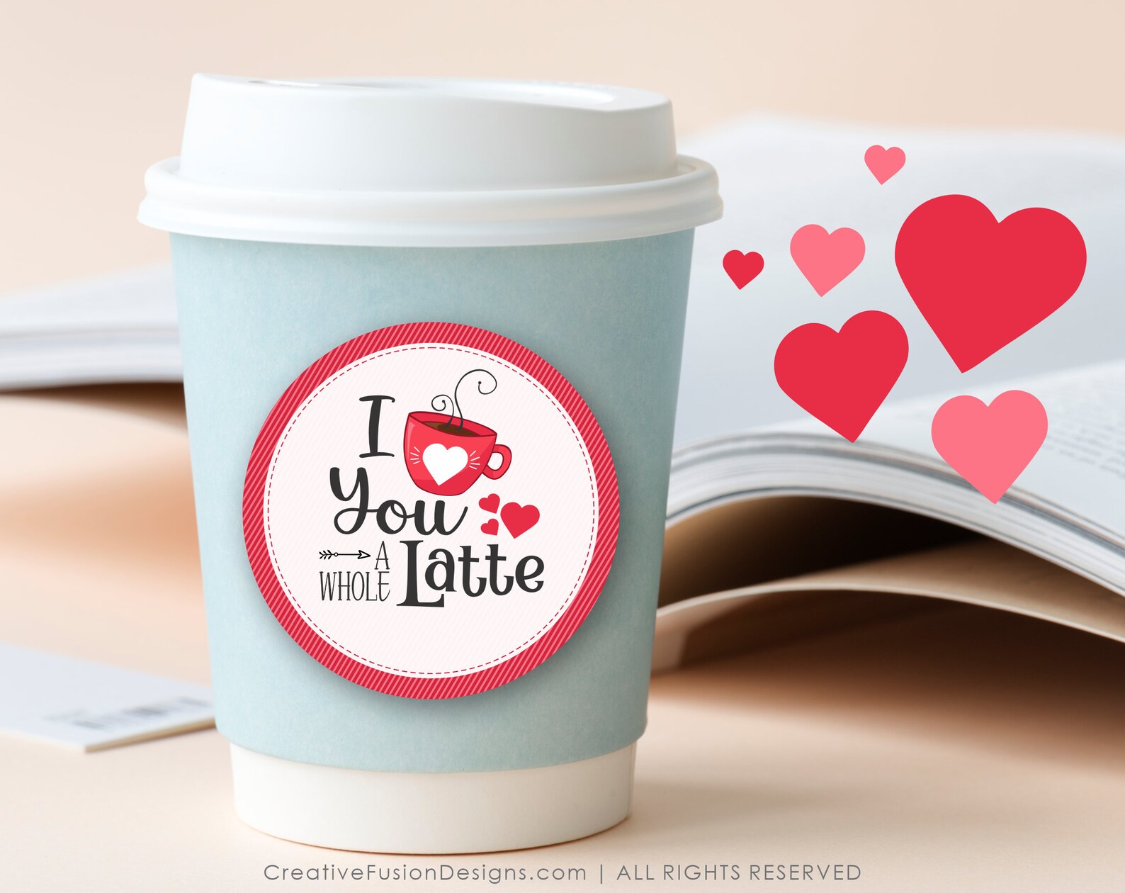 Love You a Latte Printable Gift Tag, Coffee Valentine Tag, Starbucks ...