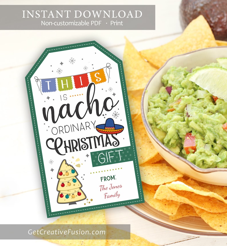Customizable Christmas Gift Tag Printable for Nacho Chips, Nacho ...
