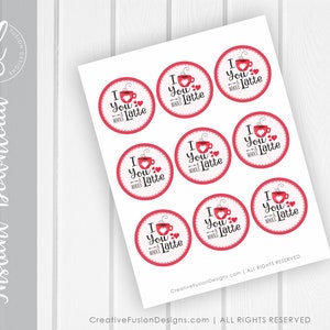 Love You a Latte Printable Gift Tag, Coffee Valentine Tag, Starbucks ...