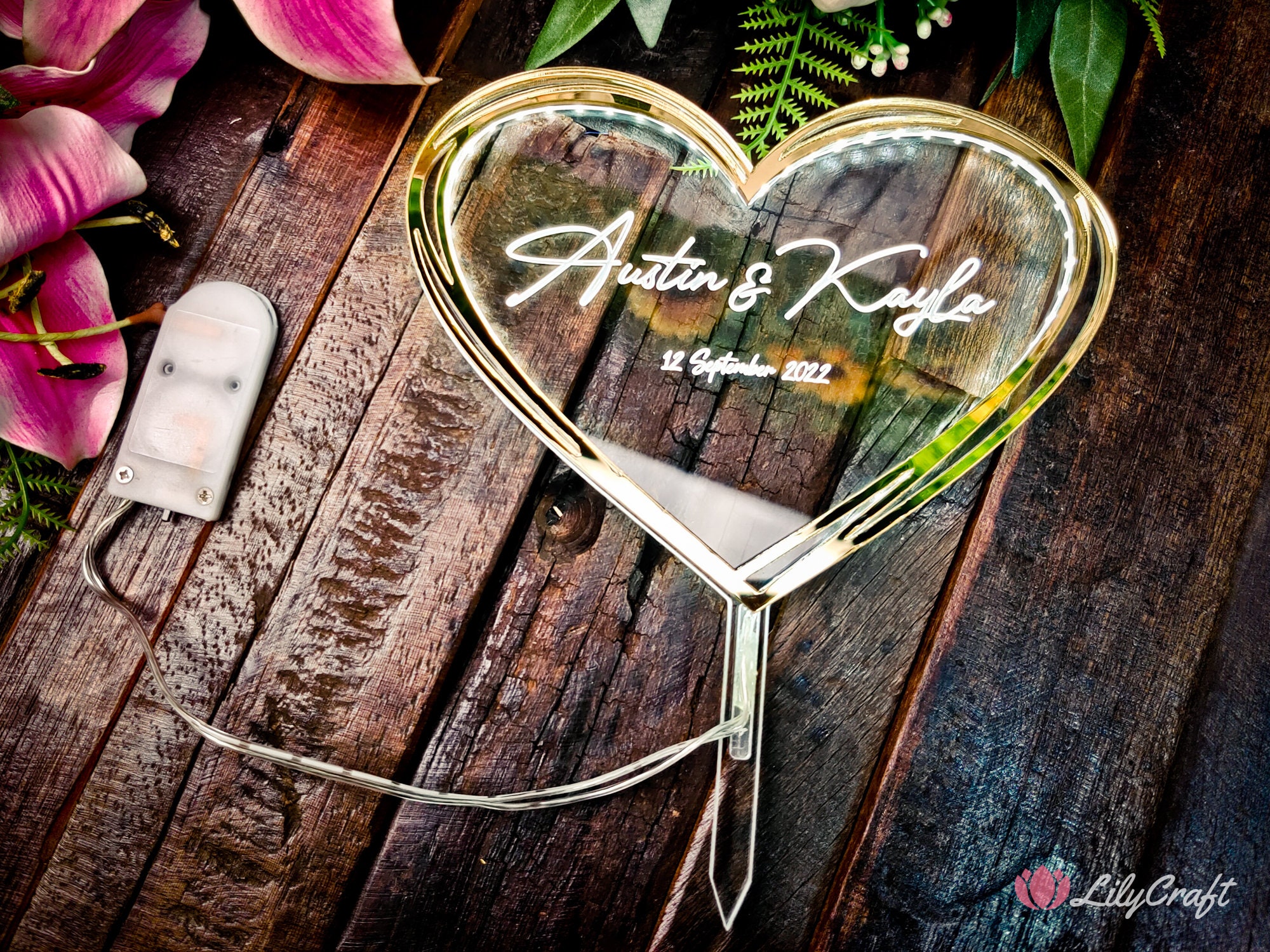 LED Light up Wedding Cake Topper With Mirror Frame - Etsy