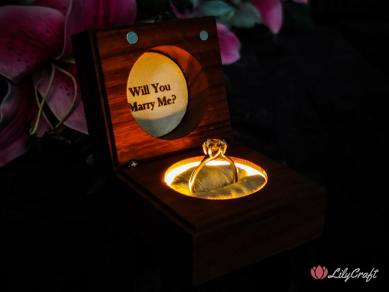 Personalized LED Illuminated Ring Box With Custom Engraving - Etsy