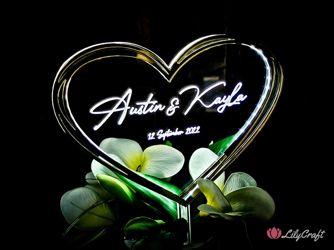 LED Light up Wedding Cake Topper With Mirror Frame - Etsy