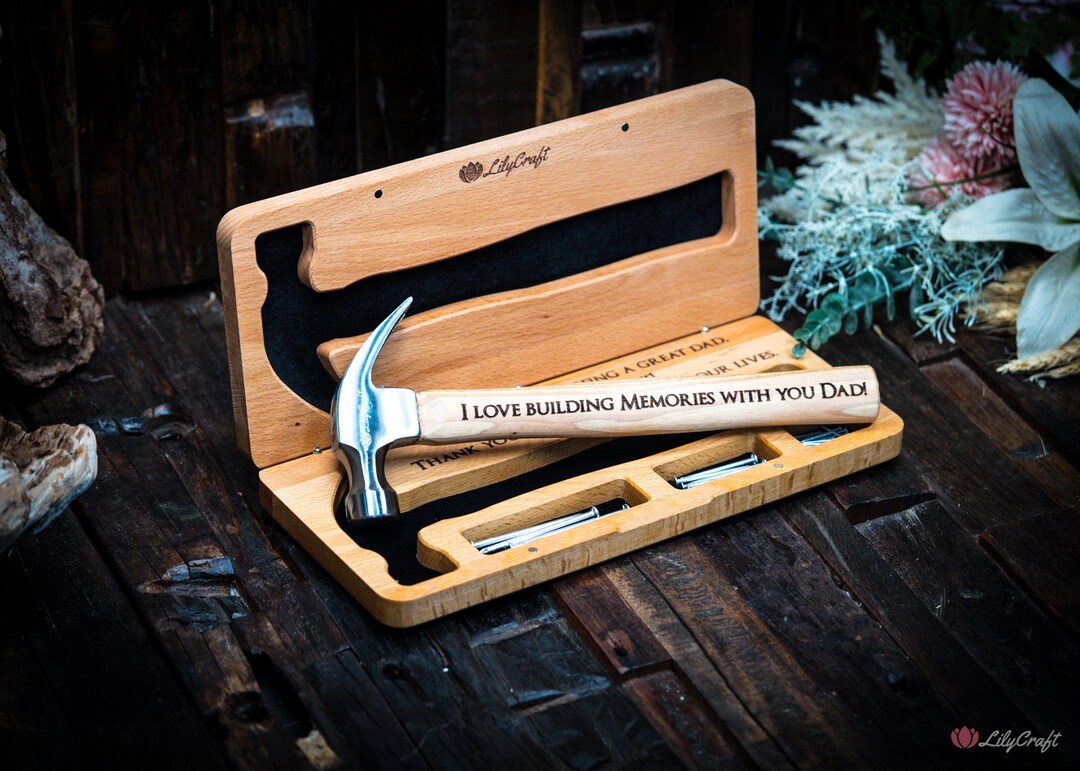 Hammer Gift Set With Wooden Box and Nails. Personalised Engraved ...