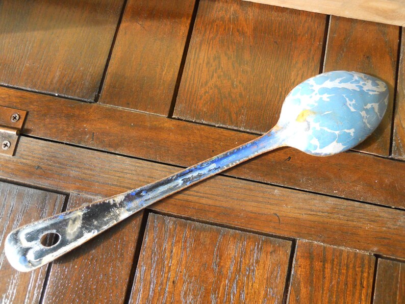 Vintage Enamelware Spatterware Stirring Spoon Chippy Rust Photography ...