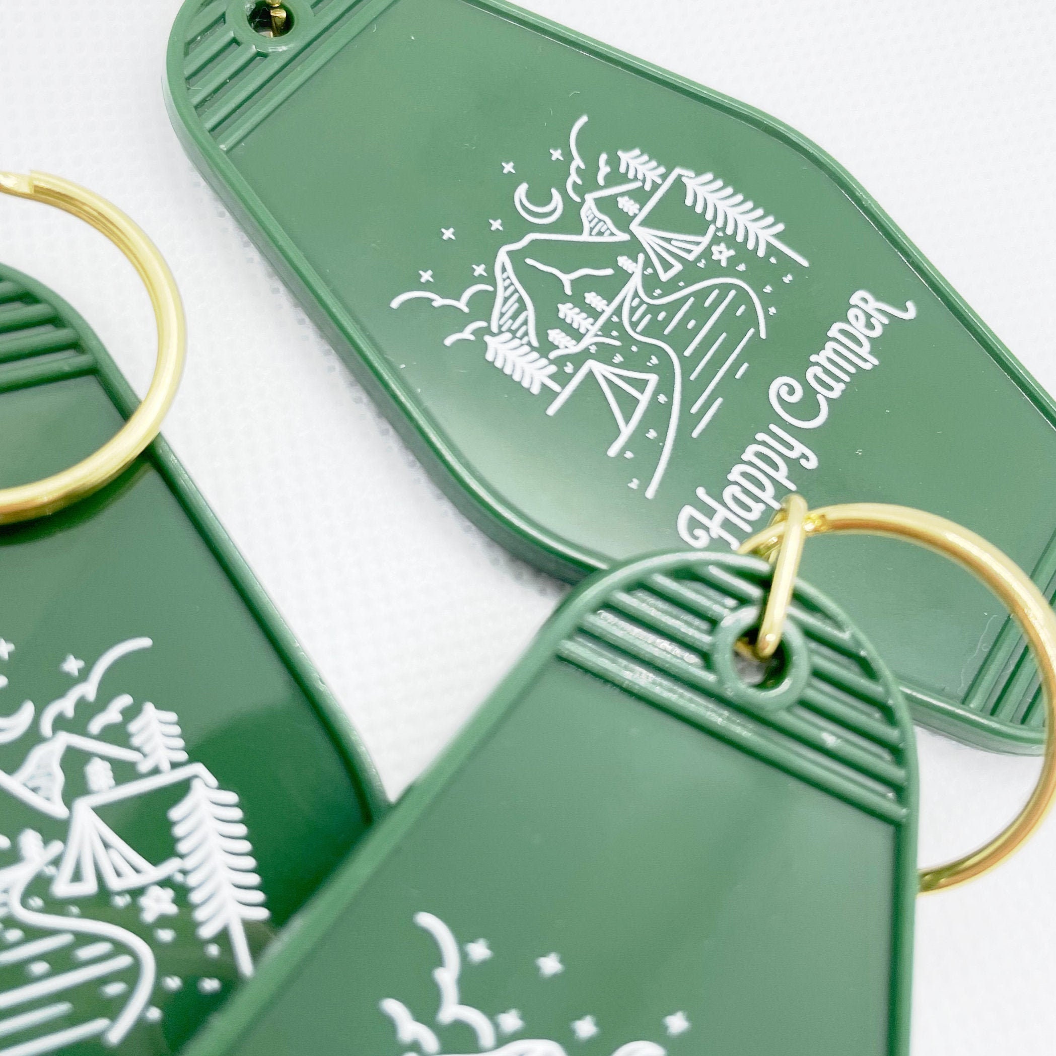 Happy Camper Vintage Motel Green Keychain Camping Keychain - Etsy