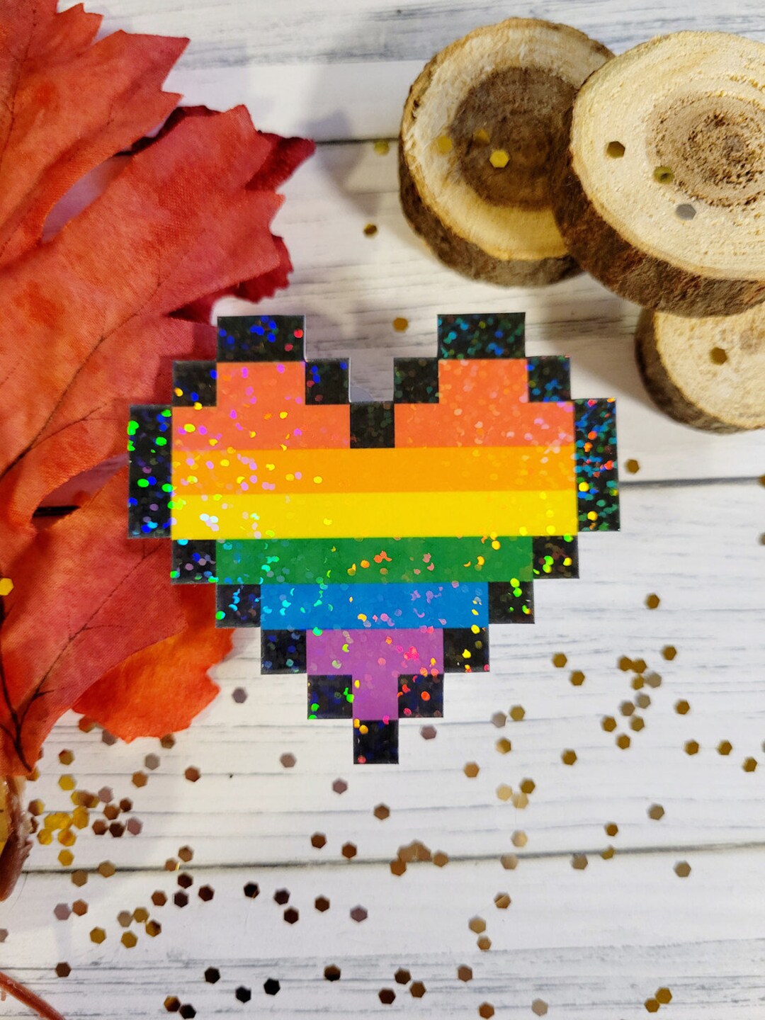 Pride Pixel Heart • LGBTQ+ Vinyl Sticker for Laptop, Water Bottle ...