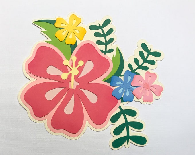 Hibiscus Flower Set Premade Scrapbook Pages Die Cut - Etsy