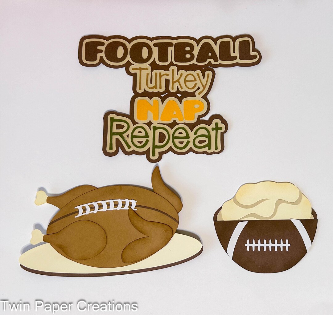 Football Turkey Nap Repeat Set Premade Scrapbook Pages Die Cut - Etsy