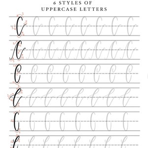 Bundle 6 Styles of Hand Lettering Letters Practice Sheets, Uppercase ...