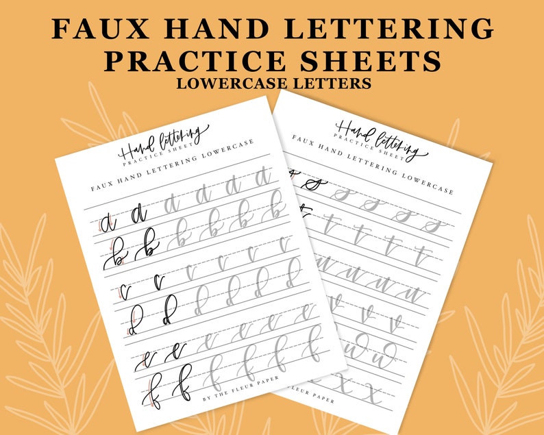 Faux Hand Lettering Practice Sheets Calligraphy Lowercase - Etsy