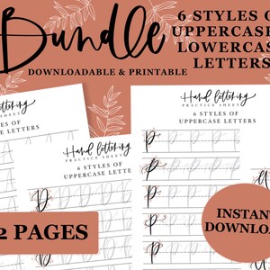 Bundle 6 Styles of Hand Lettering Letters Practice Sheets - Etsy