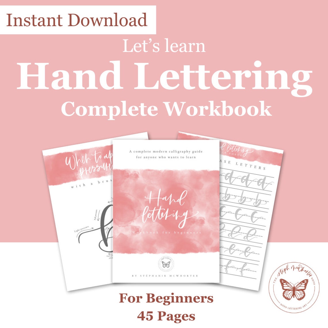Digital Hand Lettering Workbook for Beginners, Modern Calligraphy ...