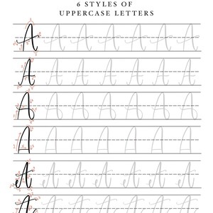 Hand Lettering 6 Styles of Uppercase Letters Worksheets for Beginners ...