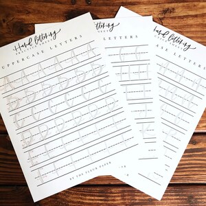 Hand Lettering Uppercase Worksheets for Beginners, Modern Calligraphy ...
