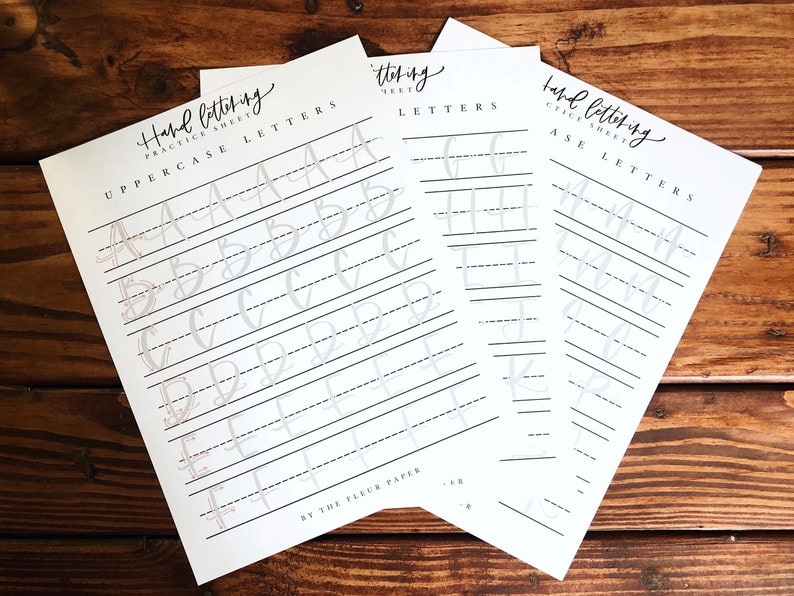 Hand Lettering Uppercase Worksheets for Beginners, Modern Calligraphy ...