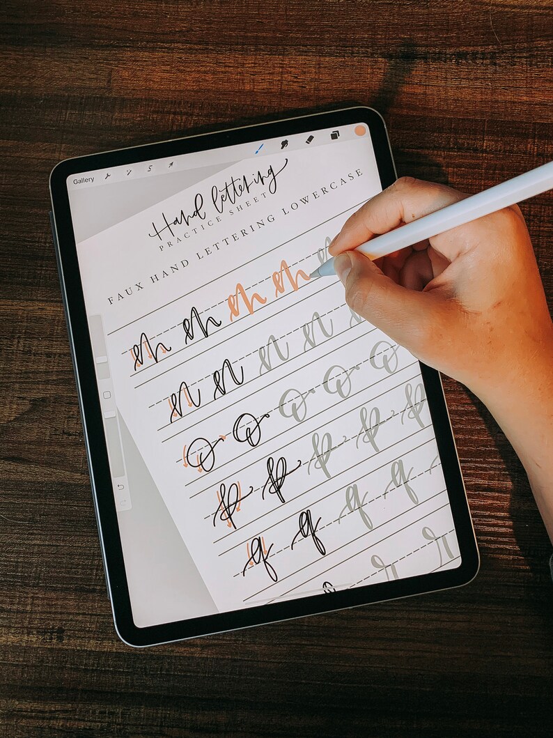Faux Hand Lettering Practice Sheets, Calligraphy, Lowercase and ...