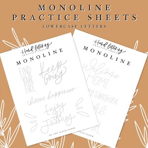 Hand Lettering Monoline Bundle Practice Sheets, iPad Worksheets, Upper ...