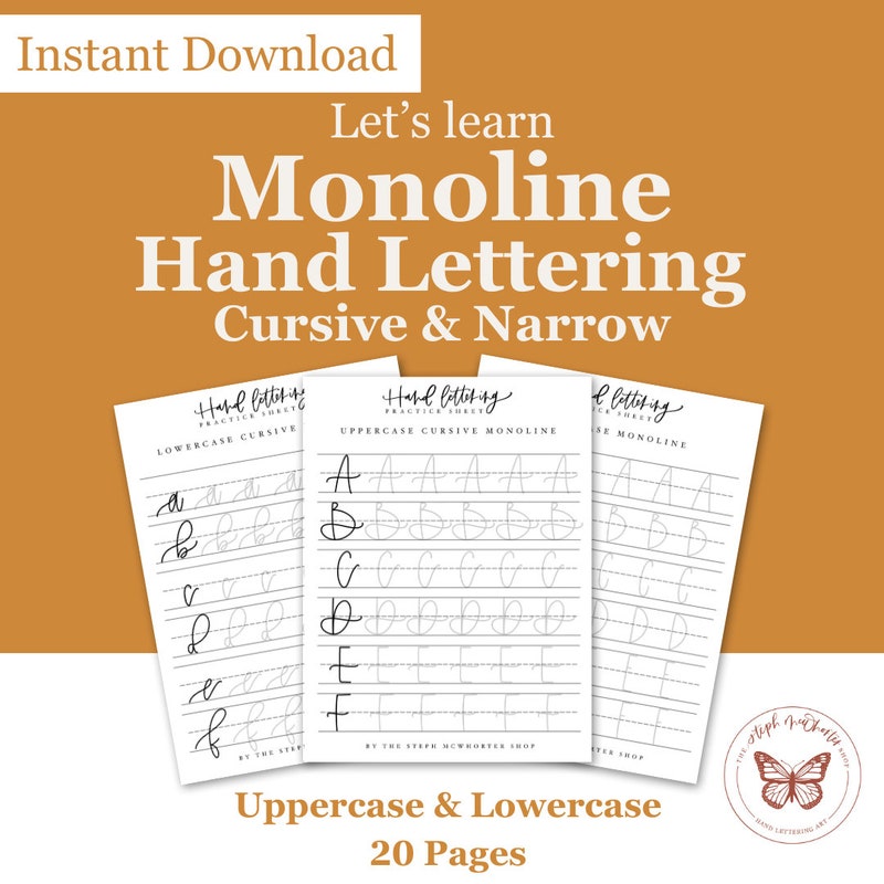 Monoline Practice Sheet - Etsy