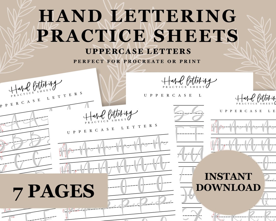 Hand Lettering Uppercase Worksheets for Beginners Modern - Etsy